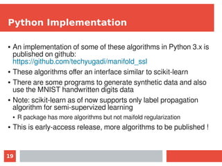 NODES 2020 extended - Manifolds in semi-supervised learning | PPT