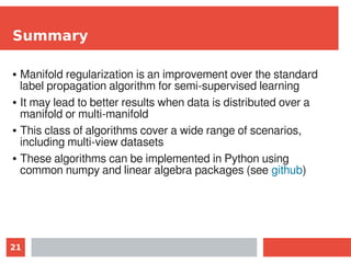 NODES 2020 extended - Manifolds in semi-supervised learning | PPT