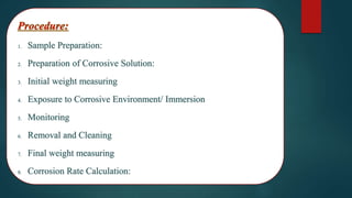 Corrosion test on Ductile Cast Iron using NaCl and MgSO4 | PPT