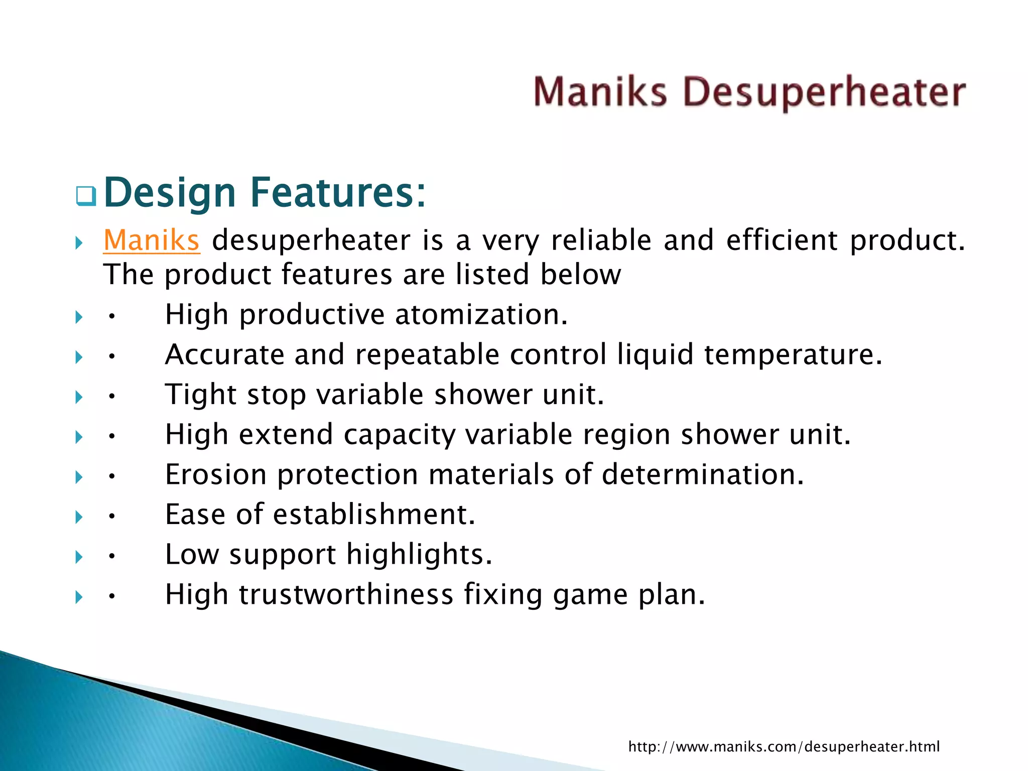 Maniks desuperheater for refrigeration application | PPTX