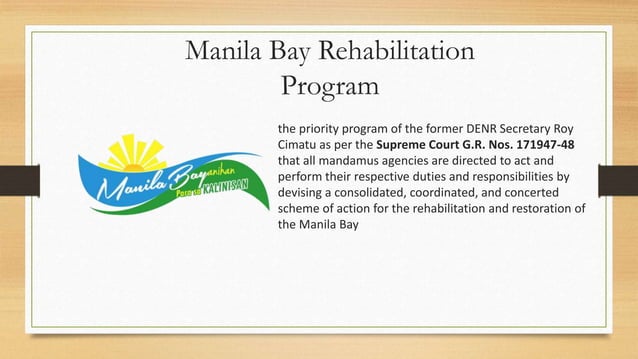 MANILA BAY CLEAN UP AND REHABILITATION.pptx | Environmental Services ...