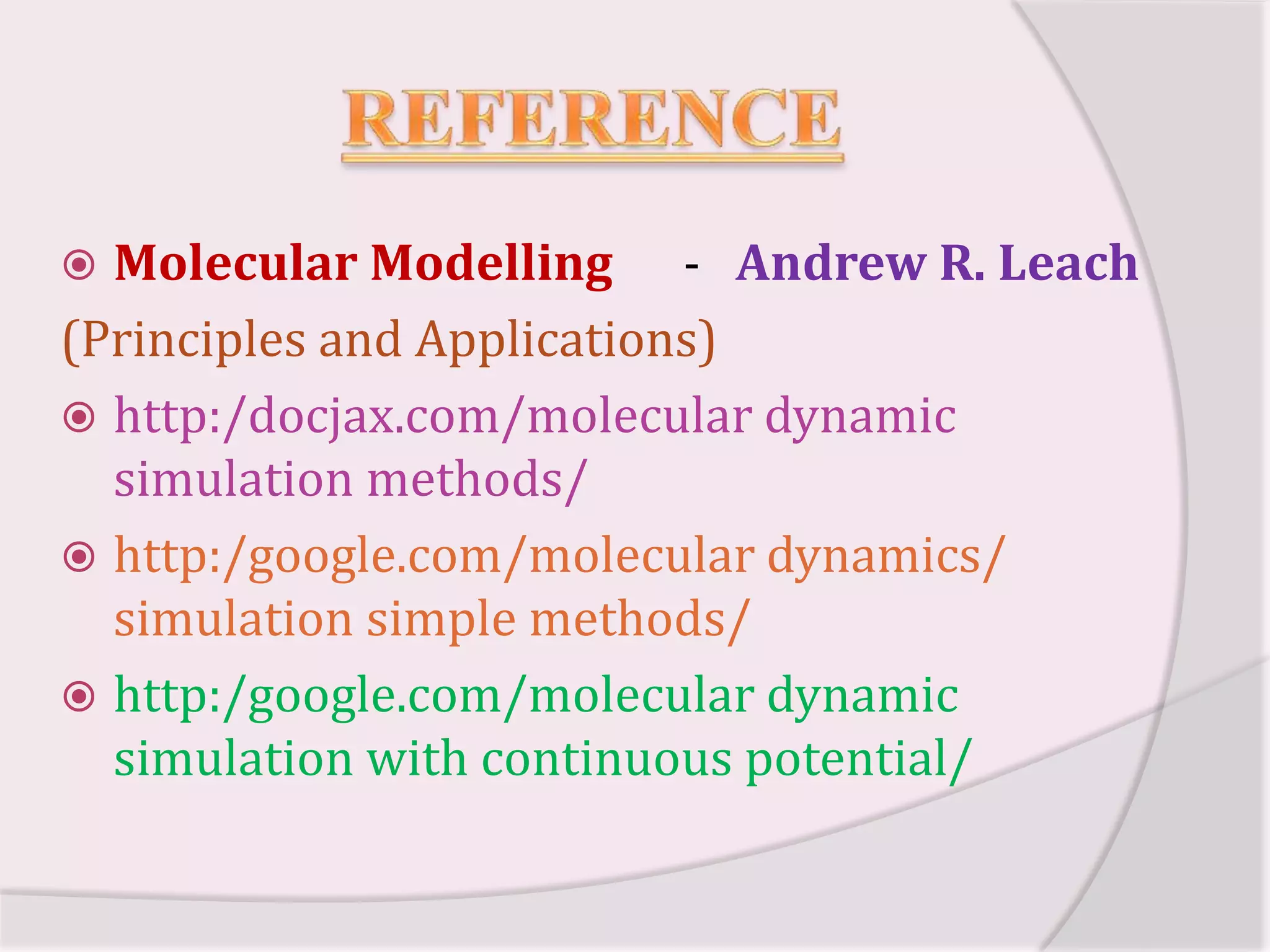 Molecular Simulation Techniques Pptx