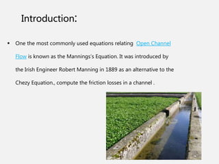 Manning equation limitation | PPTX