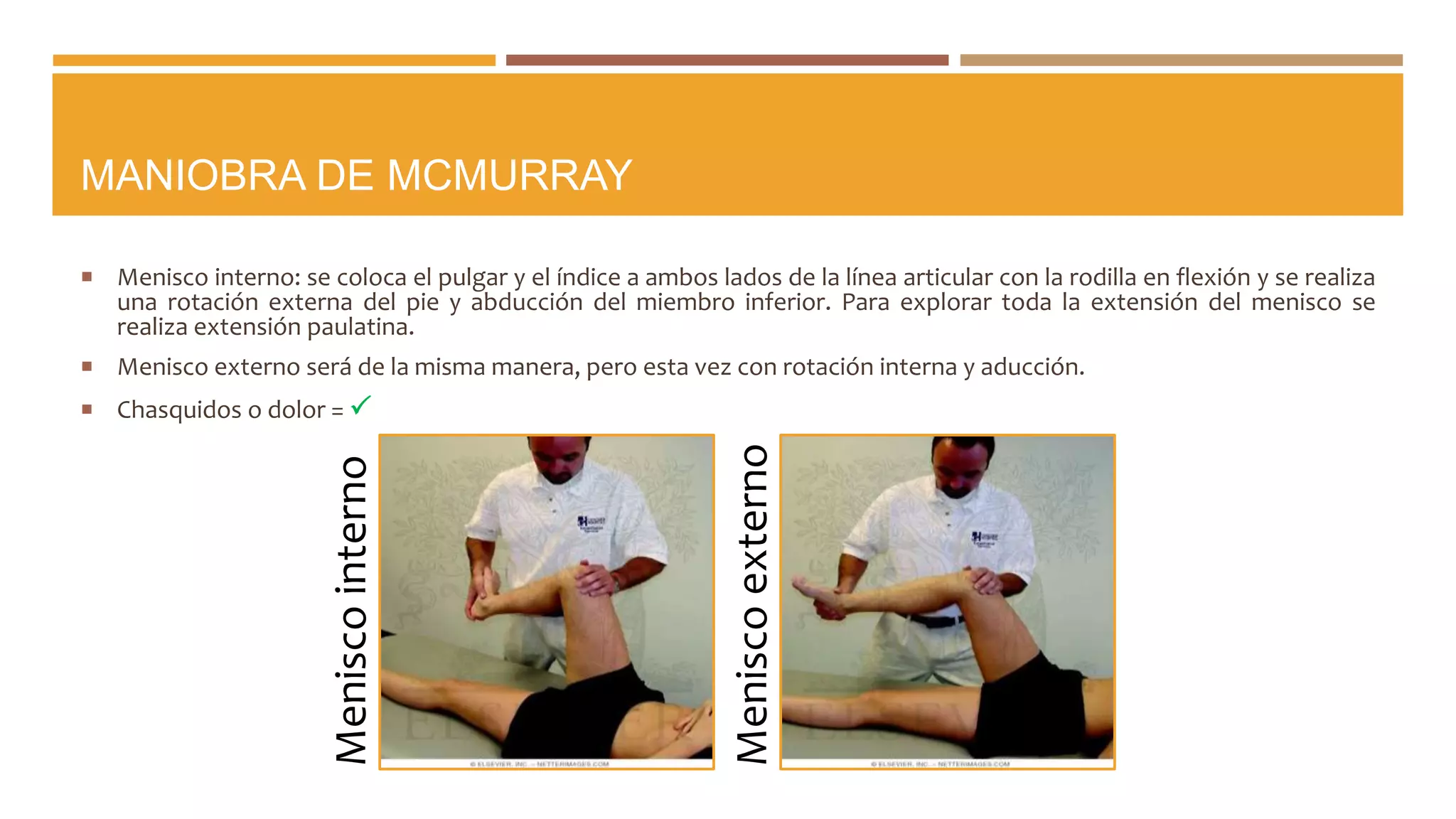 Maniobras en la exploración de rodilla | PPTX