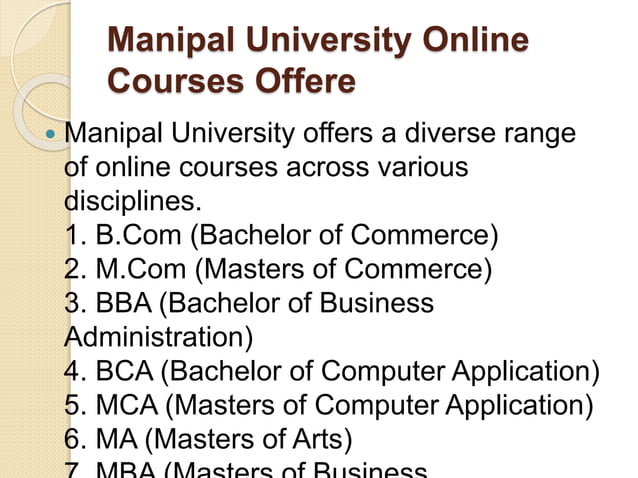 Manipal Online University is a prominent online education | PPT
