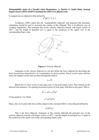 Manipulability index of a parallel robot manipulator | PDF