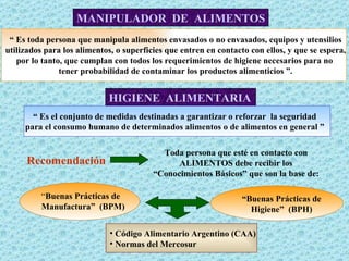 Manipulación de alimentos juank revelo | PPT