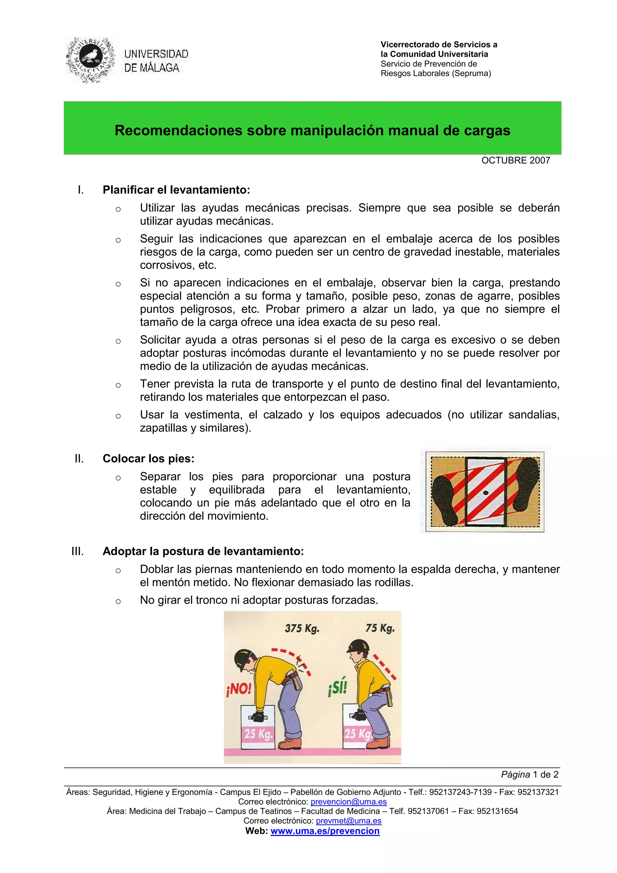 Manipulacion manual cargas | PDF