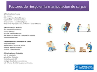 MANIPULACION manual DE CARGAS y lenatmaniento.pptx