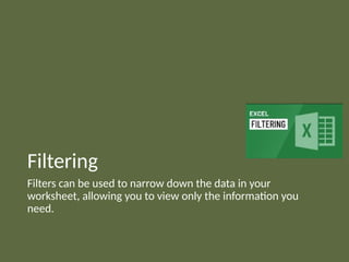 Manipulate data in a spreadsheet, Numeric formatting, Sorting and ...