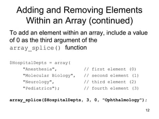 Using arrays with PHP for forms and storing information | PPT
