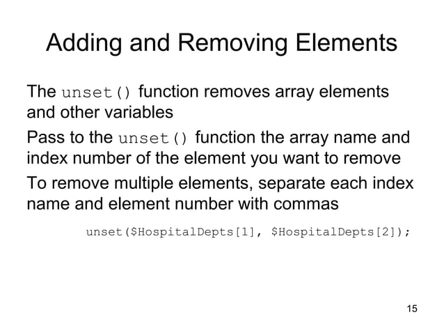 Using arrays with PHP for forms and storing information | PPT