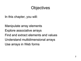 Using arrays with PHP for forms and storing information | PPT