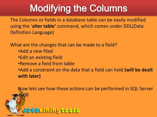 MS SQLSERVER:Manipulating Database | PPT