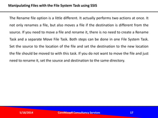 Manipulating files with the file system task using SSIS | PPT