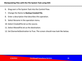 Manipulating files with the file system task using SSIS | PPT