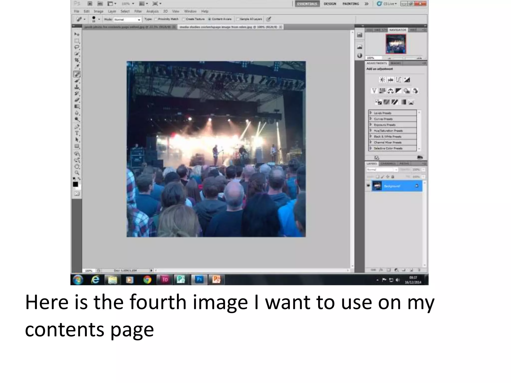 Manipulation of images for my contents page | PPT