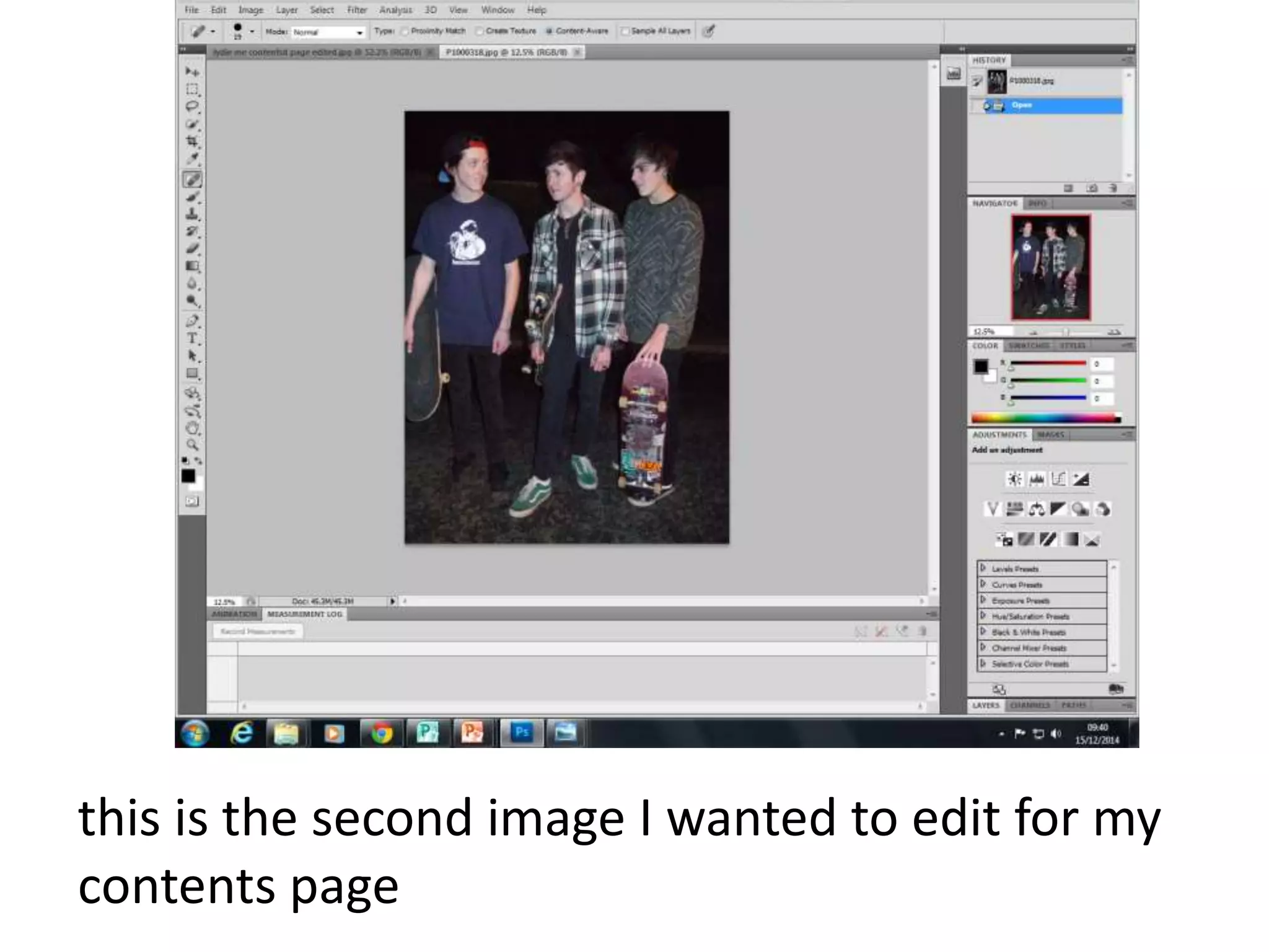 Manipulation of images for my contents page | PPT