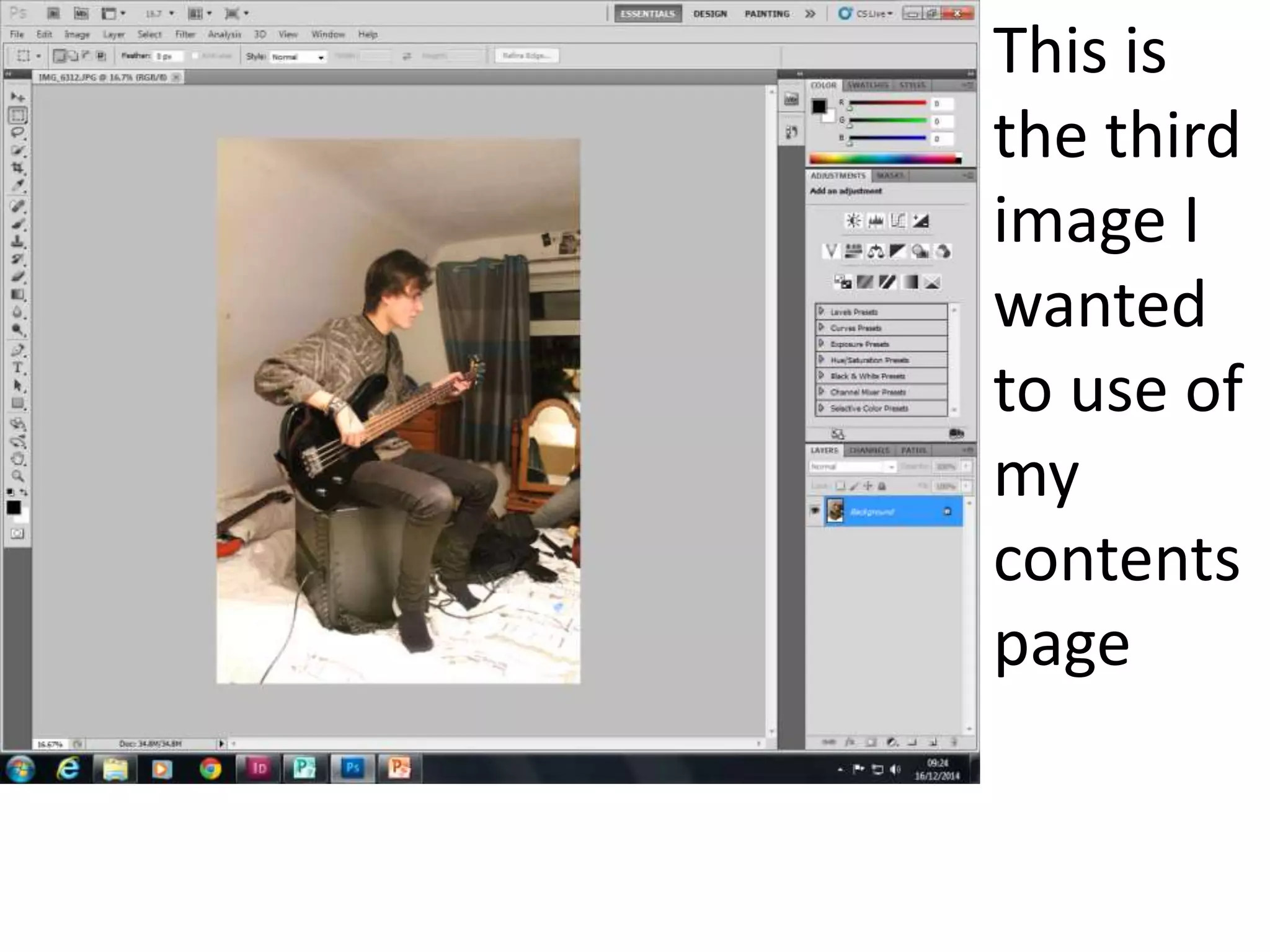 Manipulation of images for my contents page | PPT