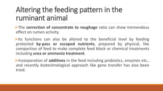 Manipulation of rumen function to augment livestock productivity | PPT
