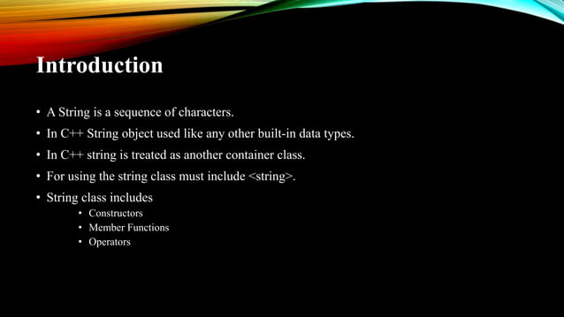 Manipulation strings in c++ | PPTX | Programming Languages | Computing Manipulation strings in c++ | PPTX | Programming Languages | Computing