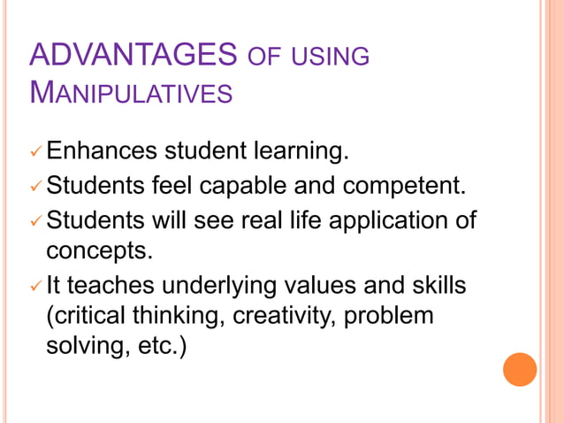 Manipulatives | PPTX | Model Toys | Hobbies & Interests