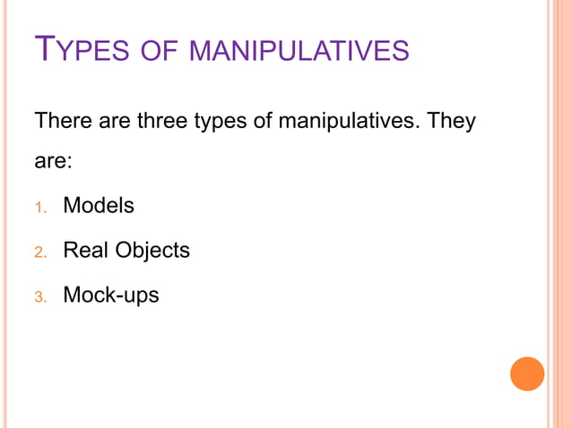 Manipulatives | PPTX | Model Toys | Hobbies & Interests