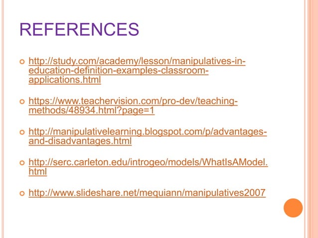 Manipulatives | PPTX | Model Toys | Hobbies & Interests