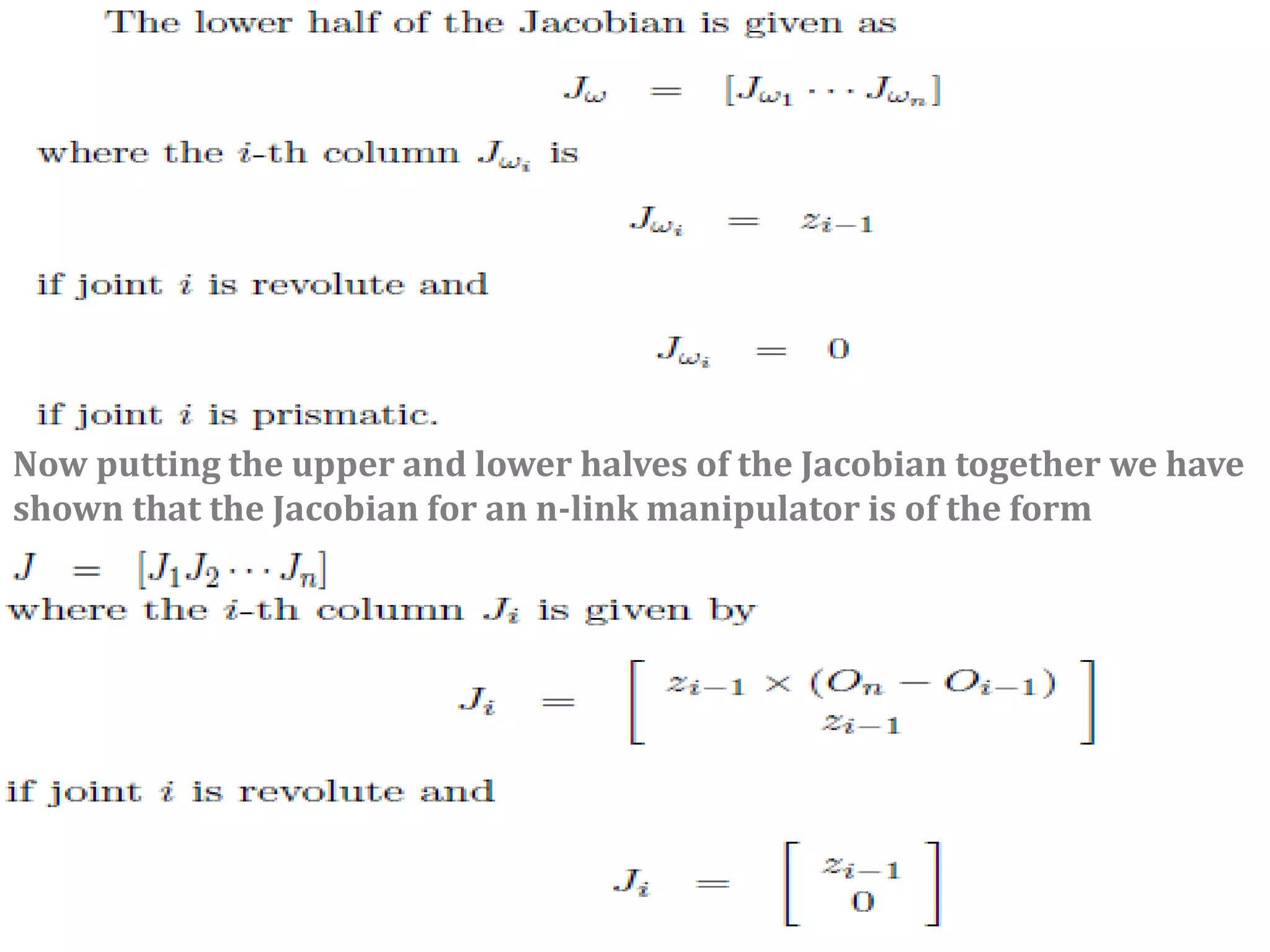Manipulator Jacobian | PDF