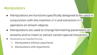 Manipulators in c++ | PPTX