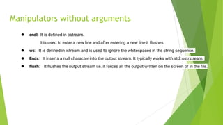 Manipulators in c++ | PPTX