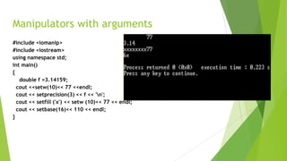 Manipulators in c++ | PPTX