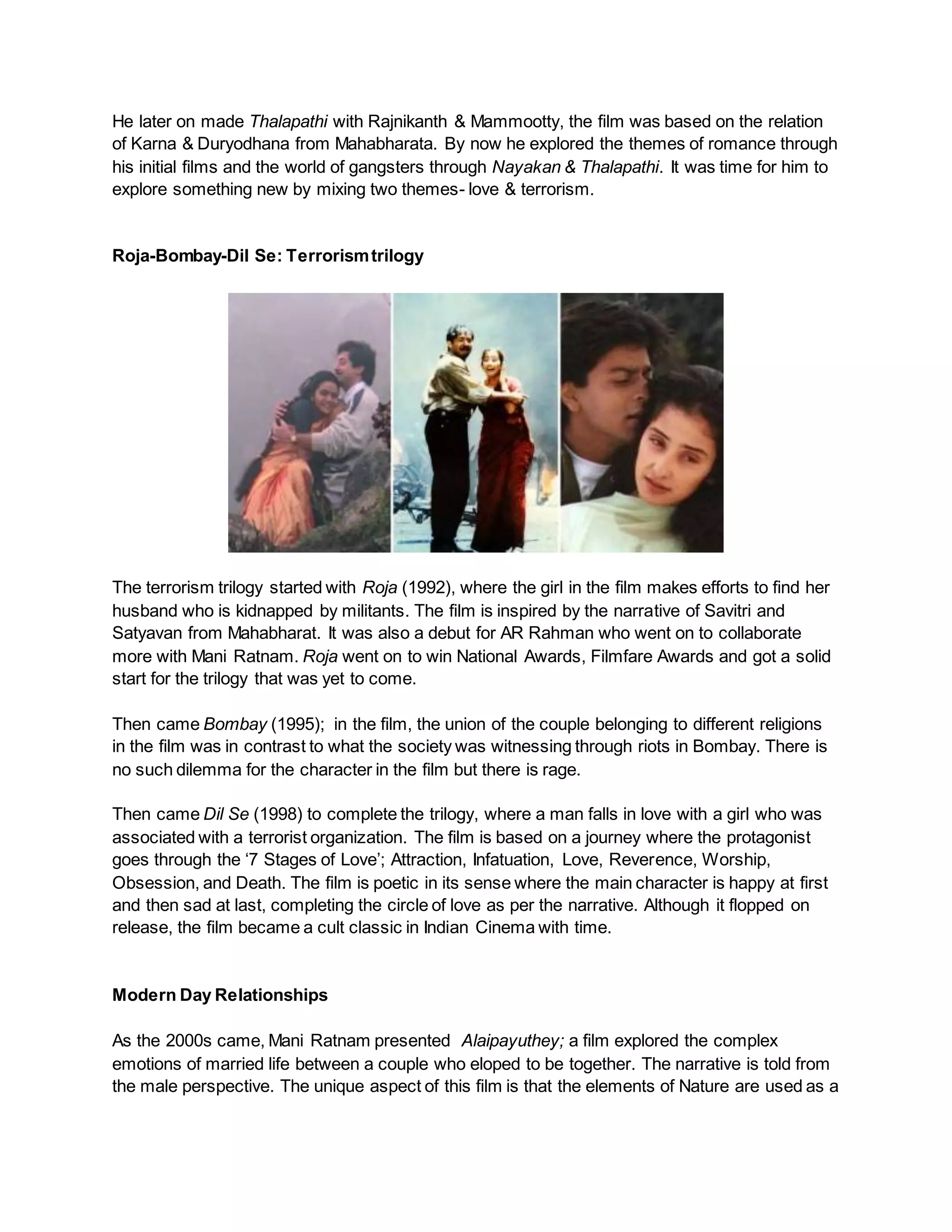 Mani ratnam film, craft & legacy | DOCX