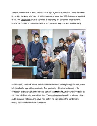 “Manish Kumar, Healthcare Worker, Receives India’s First COVID-19 ...