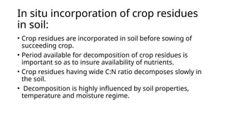 Crop residue management for agricultural soil fertility management | PPTX