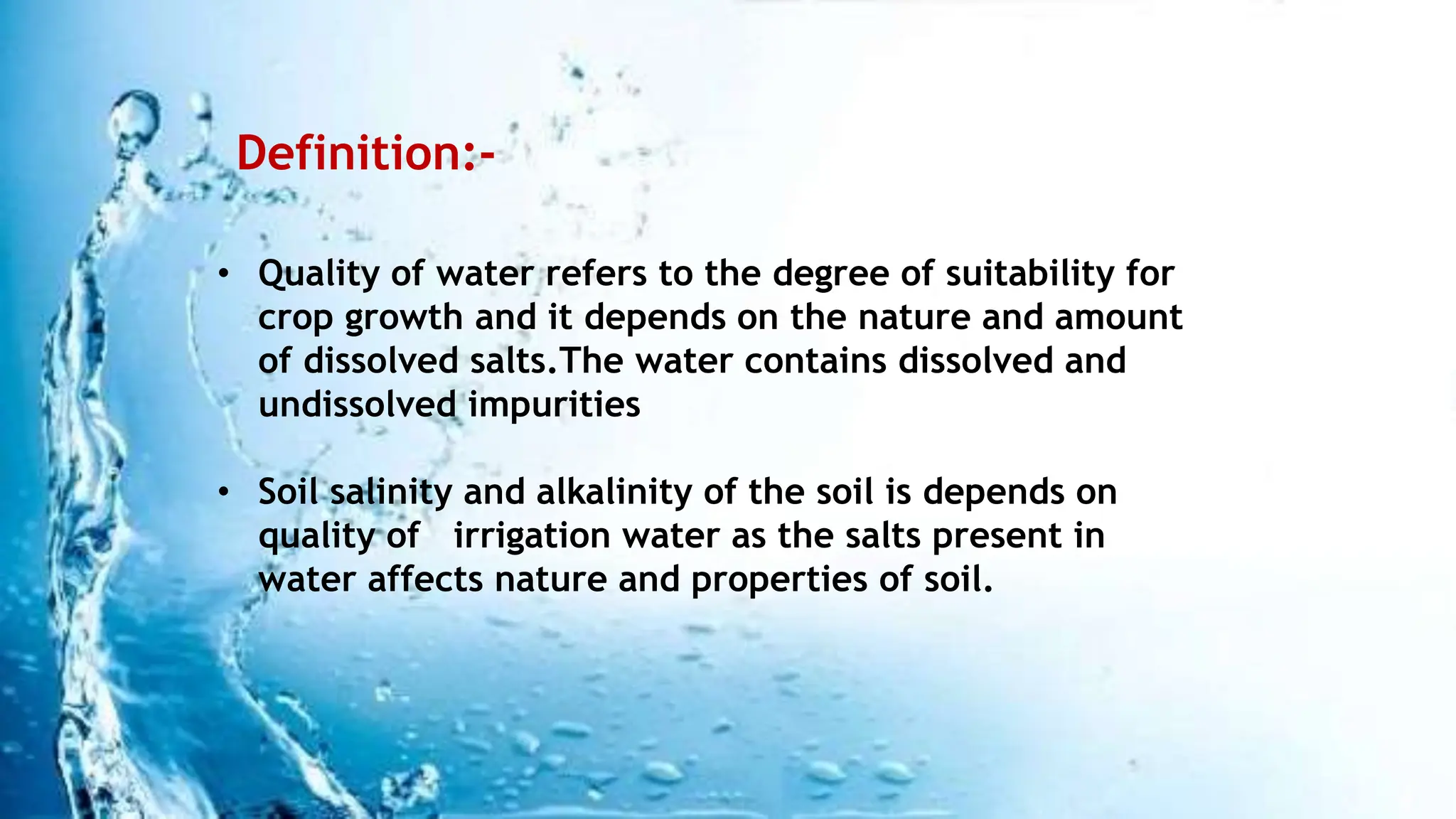 Quality of irrigation water | PPTX