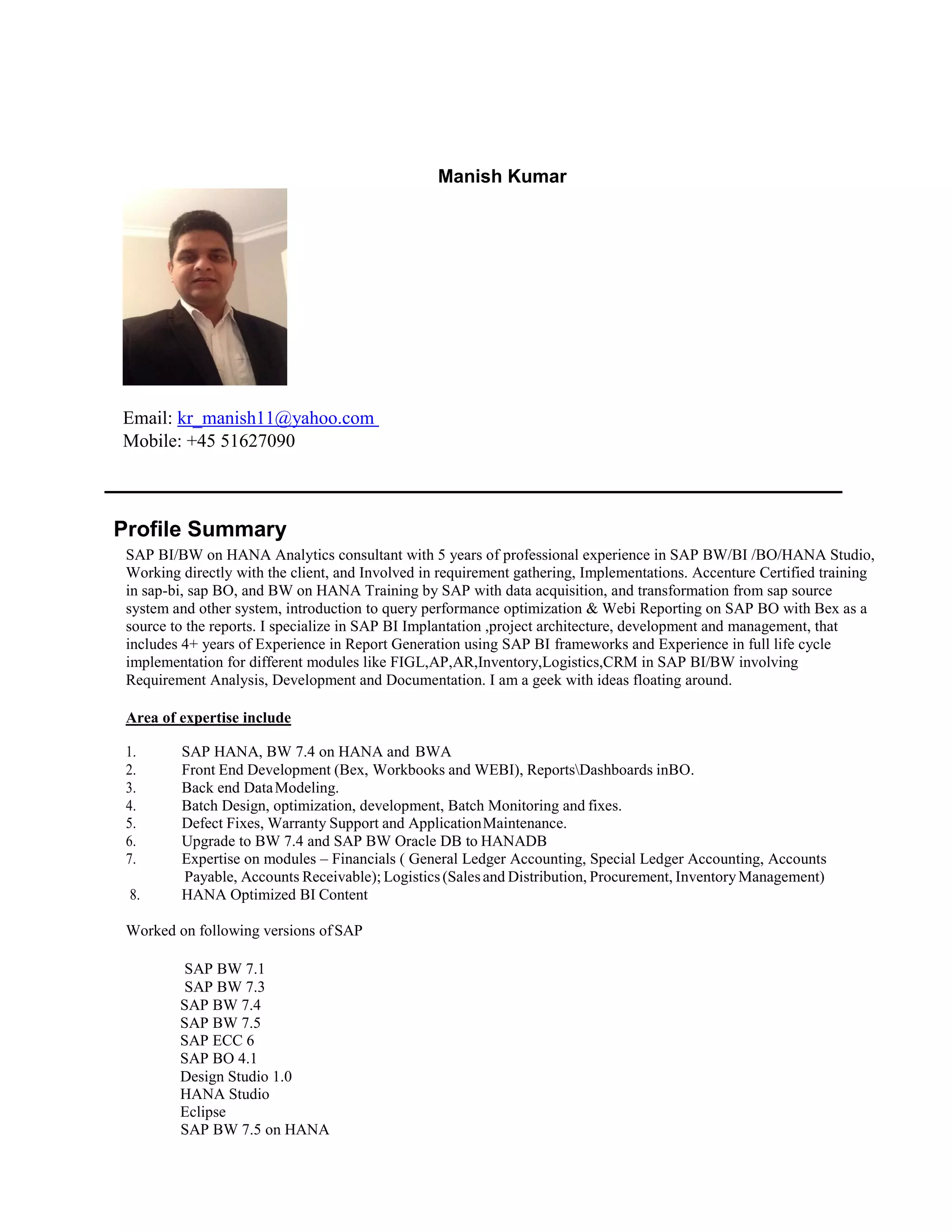 Manish kumar resume | PDF | Business | Business and Finance