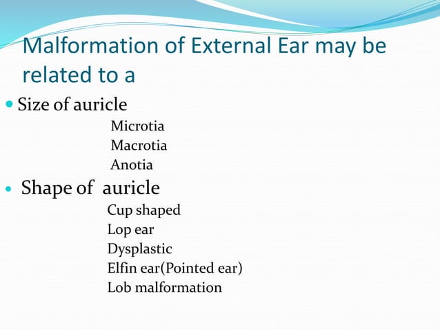 EMBRYOLOGY AND MALFORMATION OF EAR | PPTX