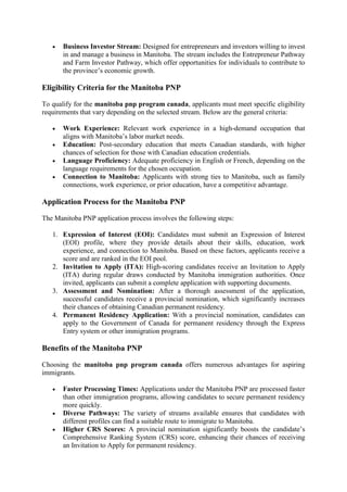 Manitoba PNP: Your Key to Canadian Permanent Residency | PDF