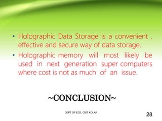 3-d holographic data storage | PPT