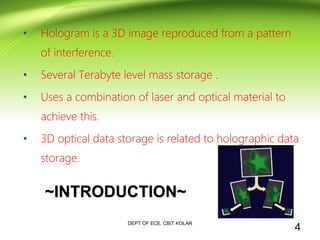 3-d holographic data storage | PPT