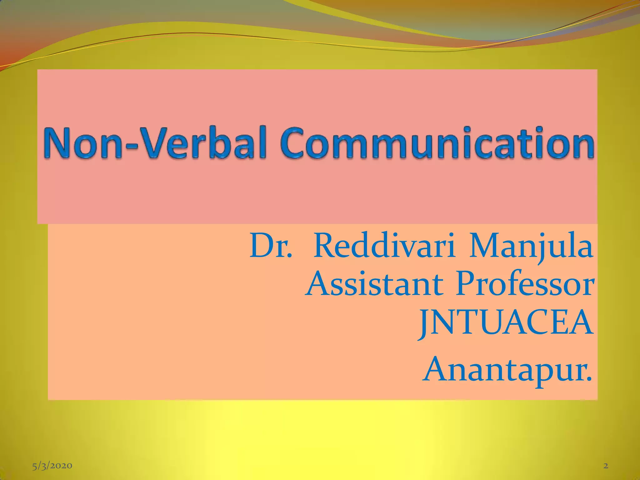 R. Manjula --NON-VERBAL COMMUNICATION | PDF