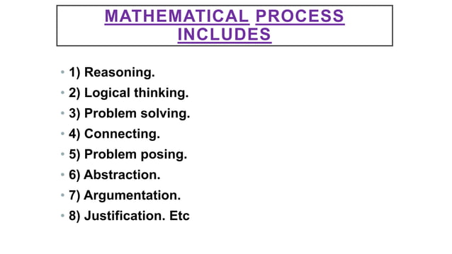 Mathematical process | PPTX | Educational Assessment | Education