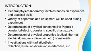 general physics laboratory experiments lab | PPTX