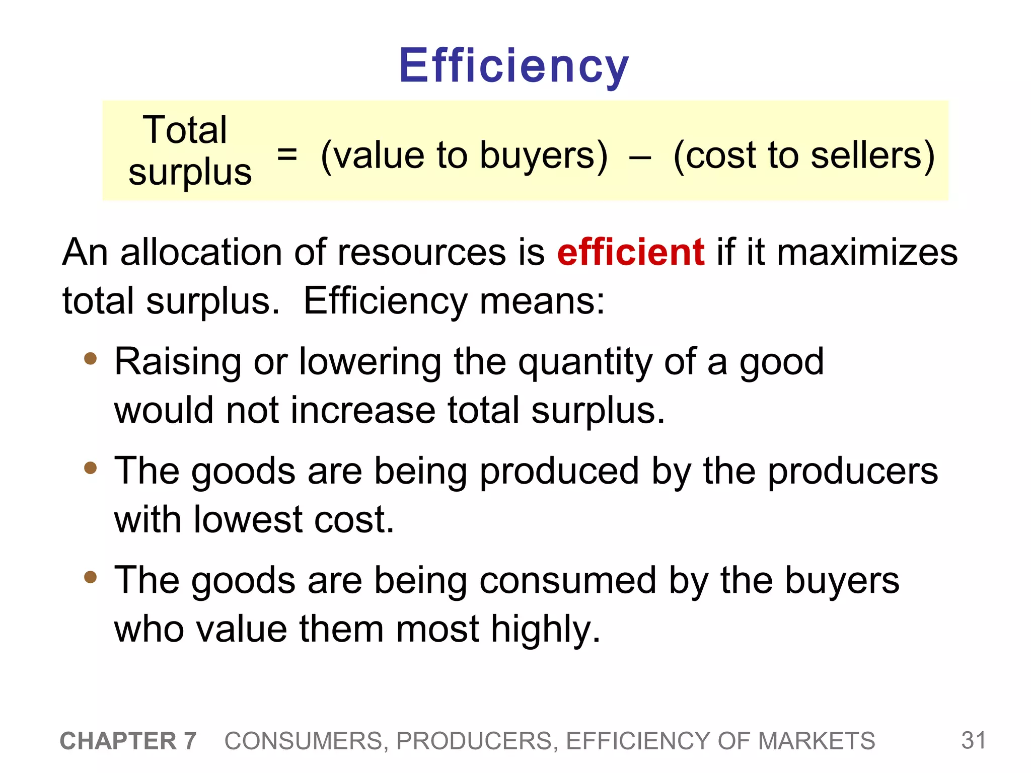 Mankiew chapter 7 Consumers, Producers, and the Efficiency of Markets | PPT