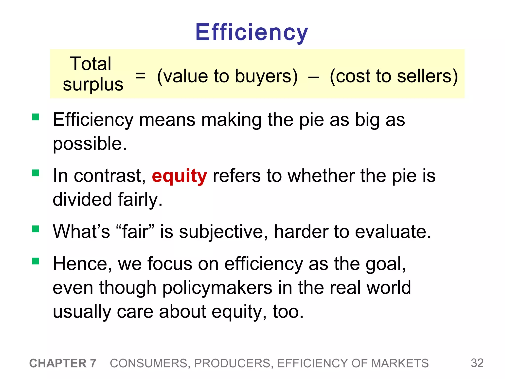 Mankiew chapter 7 Consumers, Producers, and the Efficiency of Markets | PPT