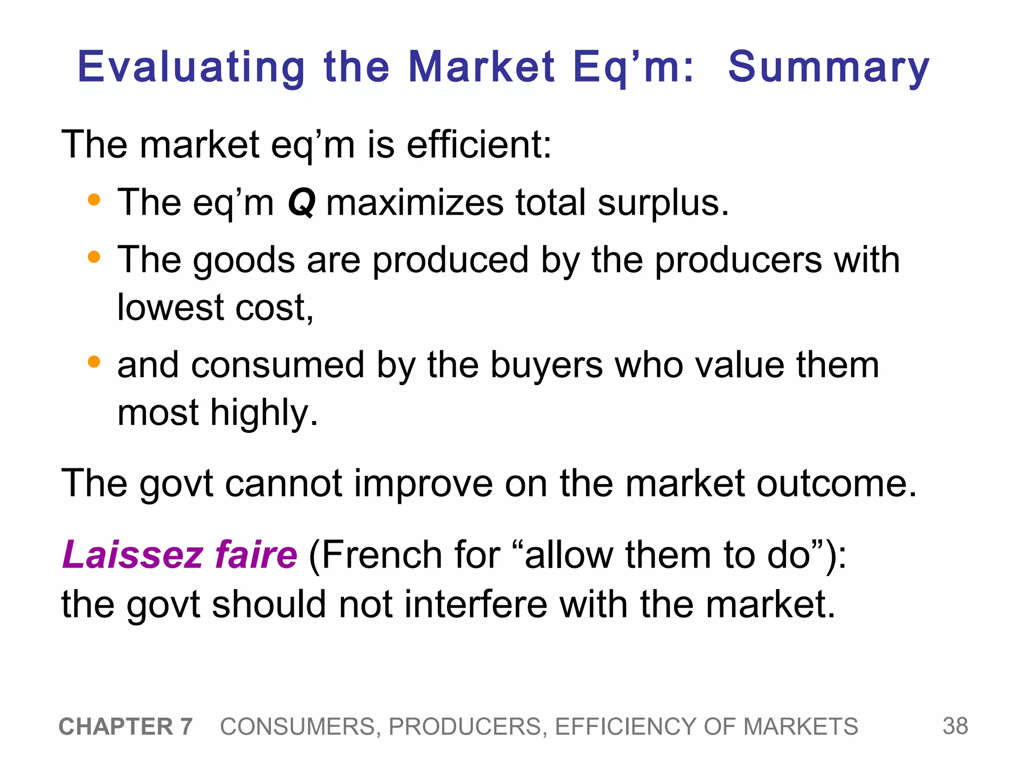 Mankiew chapter 7 Consumers, Producers, and the Efficiency of Markets | PPT