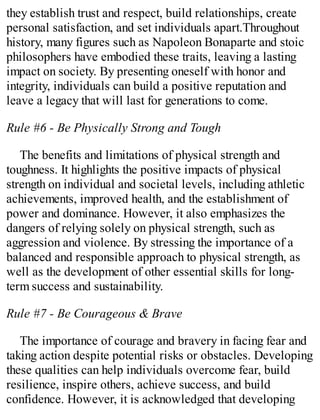 MANLINESS GUIDELINE: 28 Rules to Unlock your Masculine Traits | PDF