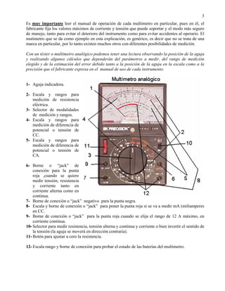 Manejo del multimetro | PDF
