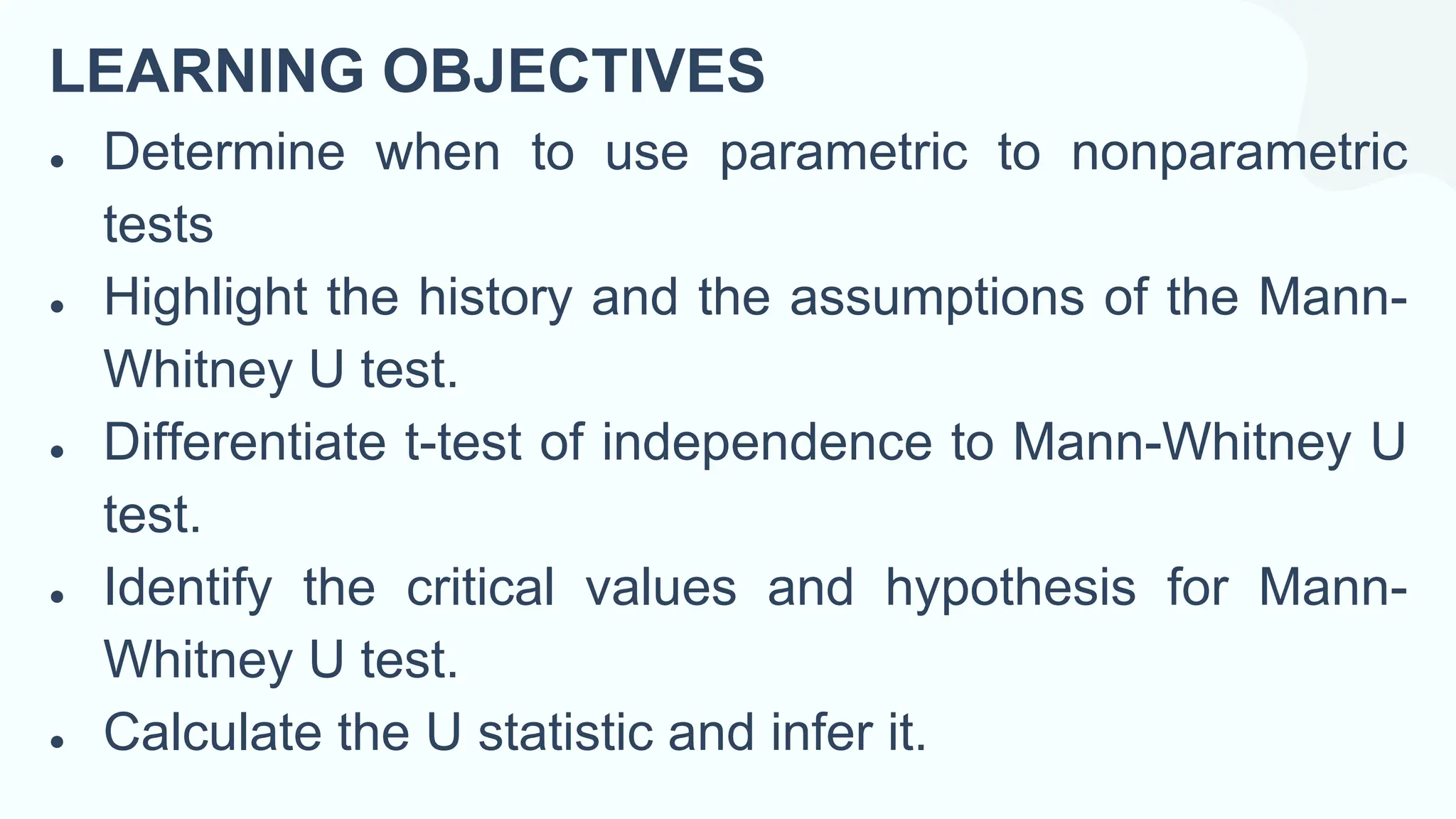 Mann Whitney U Test Nonparametric Test Pptx